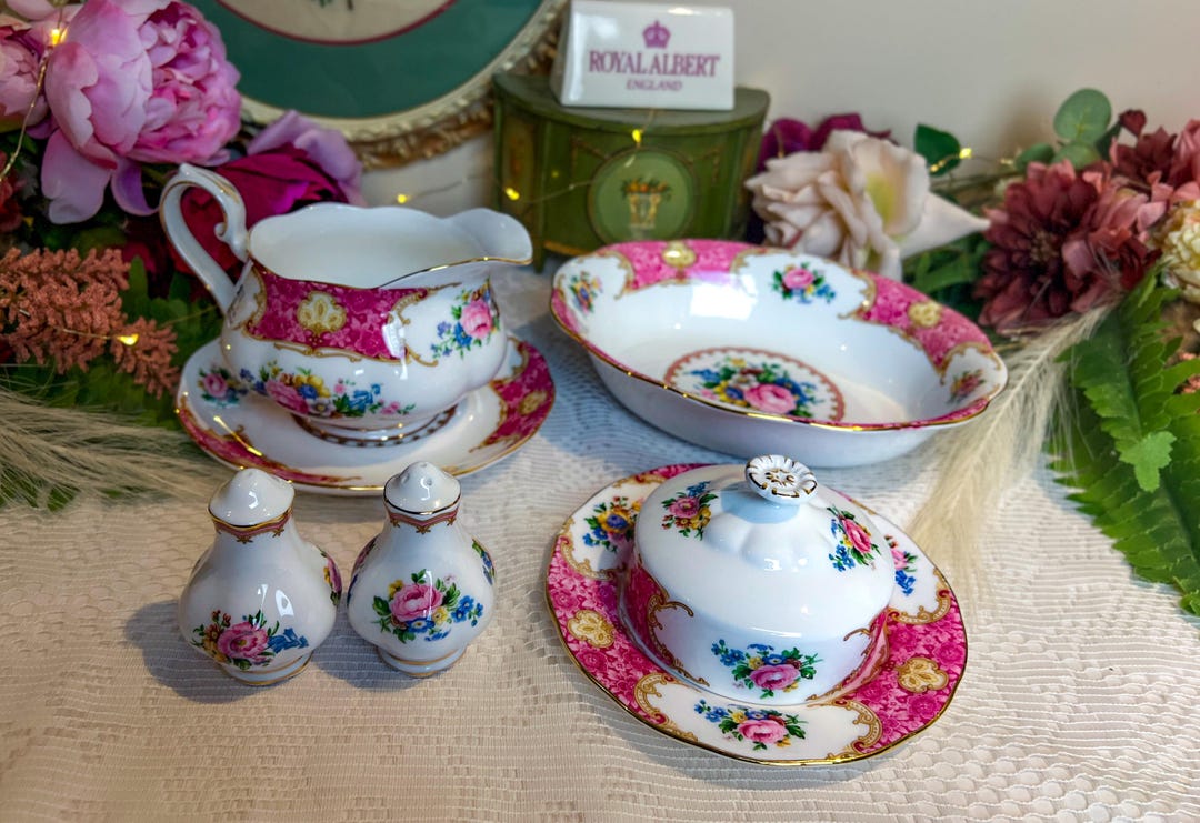 Vintage Royal Albert Lady Carlyle 7 Piece Hostess Package, Butter Dish ...