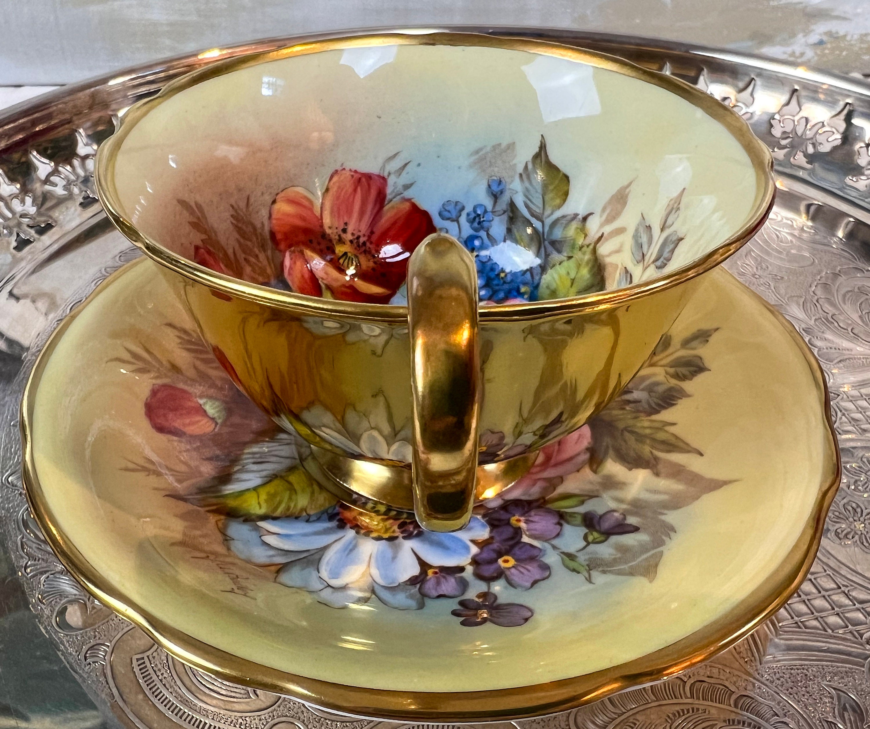 Very Desirable 24kt Gold Vintage J.A. Bailey Signed Aynsley Cabbage ...