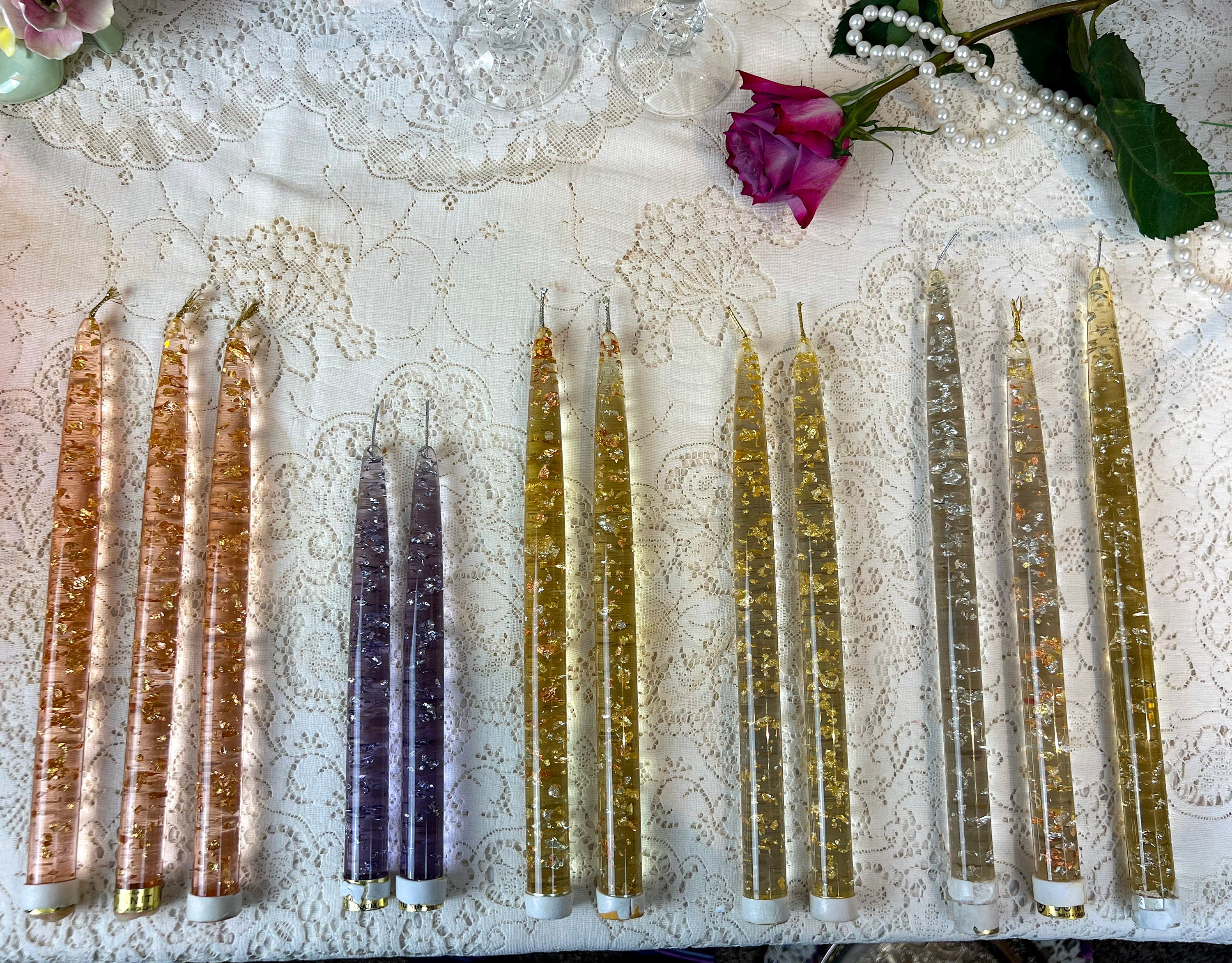 Vintage MCM Lucite Acryl Taper Candles, Price per 1 Candle, Confetti ...