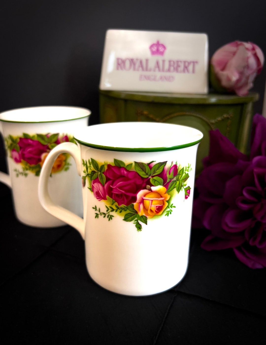 Vintage Royal Albert Old Country Roses Microwave Safe Coffee Cups With ...
