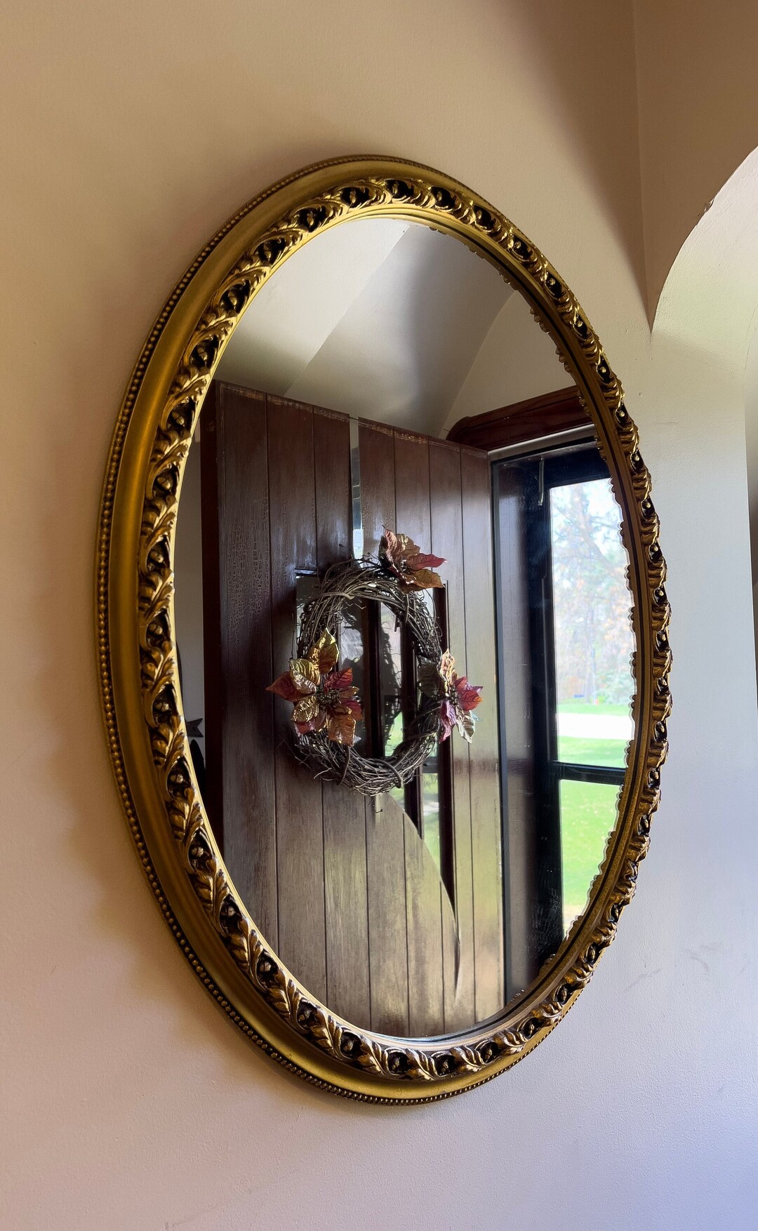 LARGE 31" 1970s Made in Italy Rococo Baroque Style Wall Mirror With ...