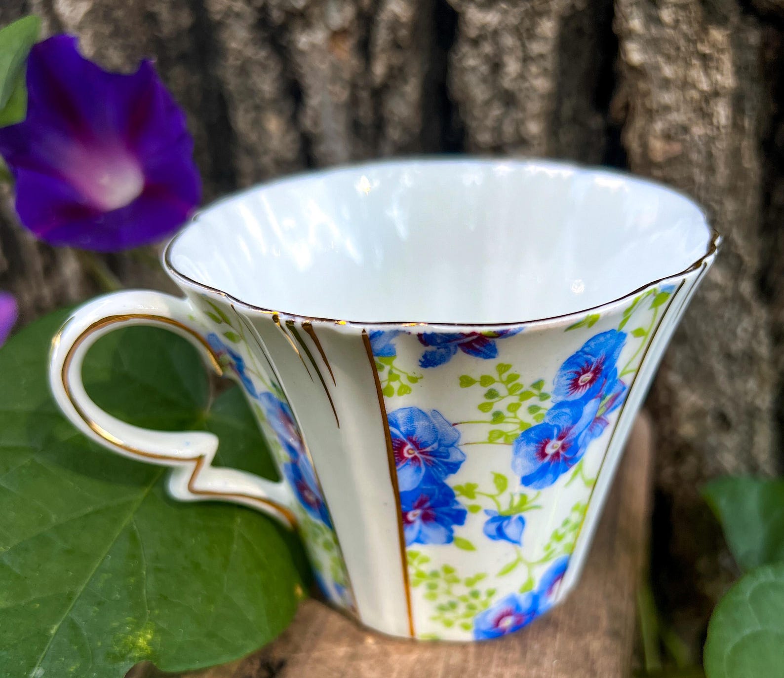 Royal Albert Crown China Blue Pansy Chintz Teacup and Saucer Set ...
