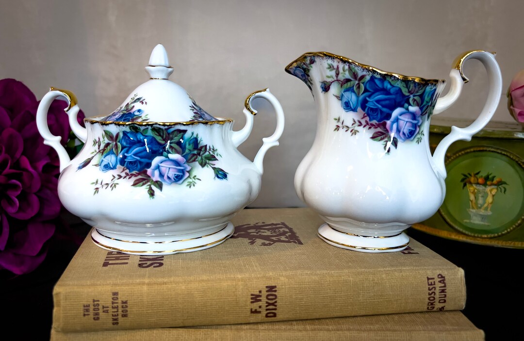 RARE Vintage Royal Albert Moonlight Rose Lidded Handled Sugar and Large ...