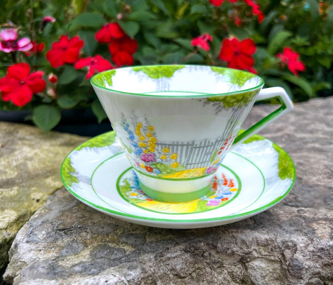 Antique 1930s Paragon Garden Gate Teacup and Saucer With Hollyhocks and ...