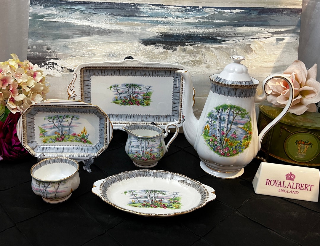 Vintage Royal Albert Silver Birch English Fine China Selection, Large ...