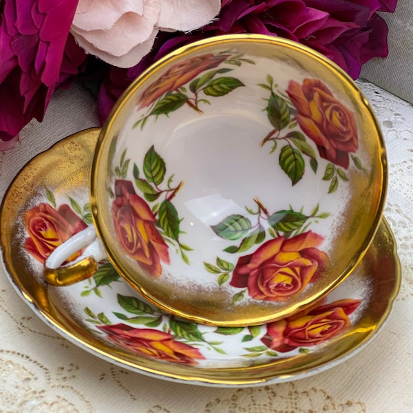 Red Rose Tea Cup - Etsy