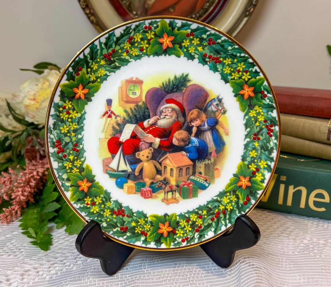1998 Royal Albert Santa's Little List Christmas Collector Plate, 21 Cm ...