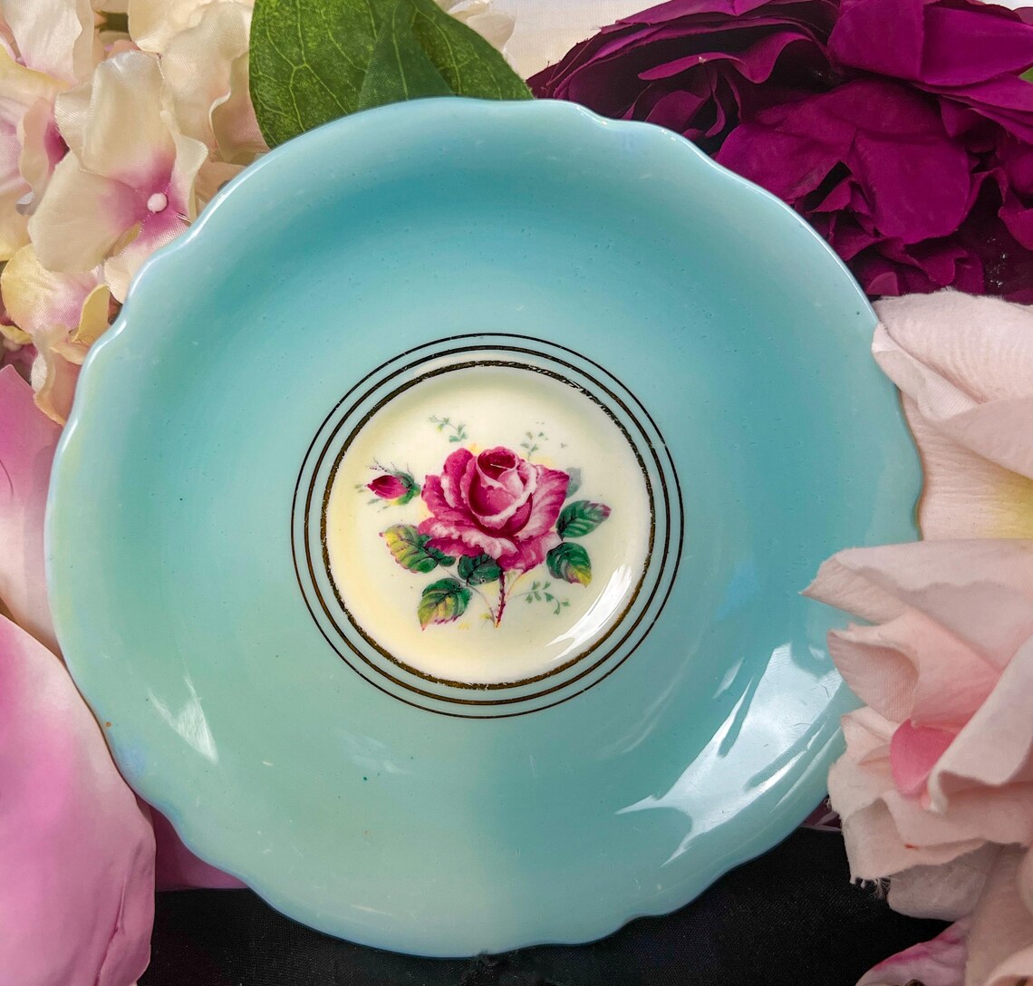 1930s Blue Double Warrant Paragon Teacup and Saucer With Pink Floating ...