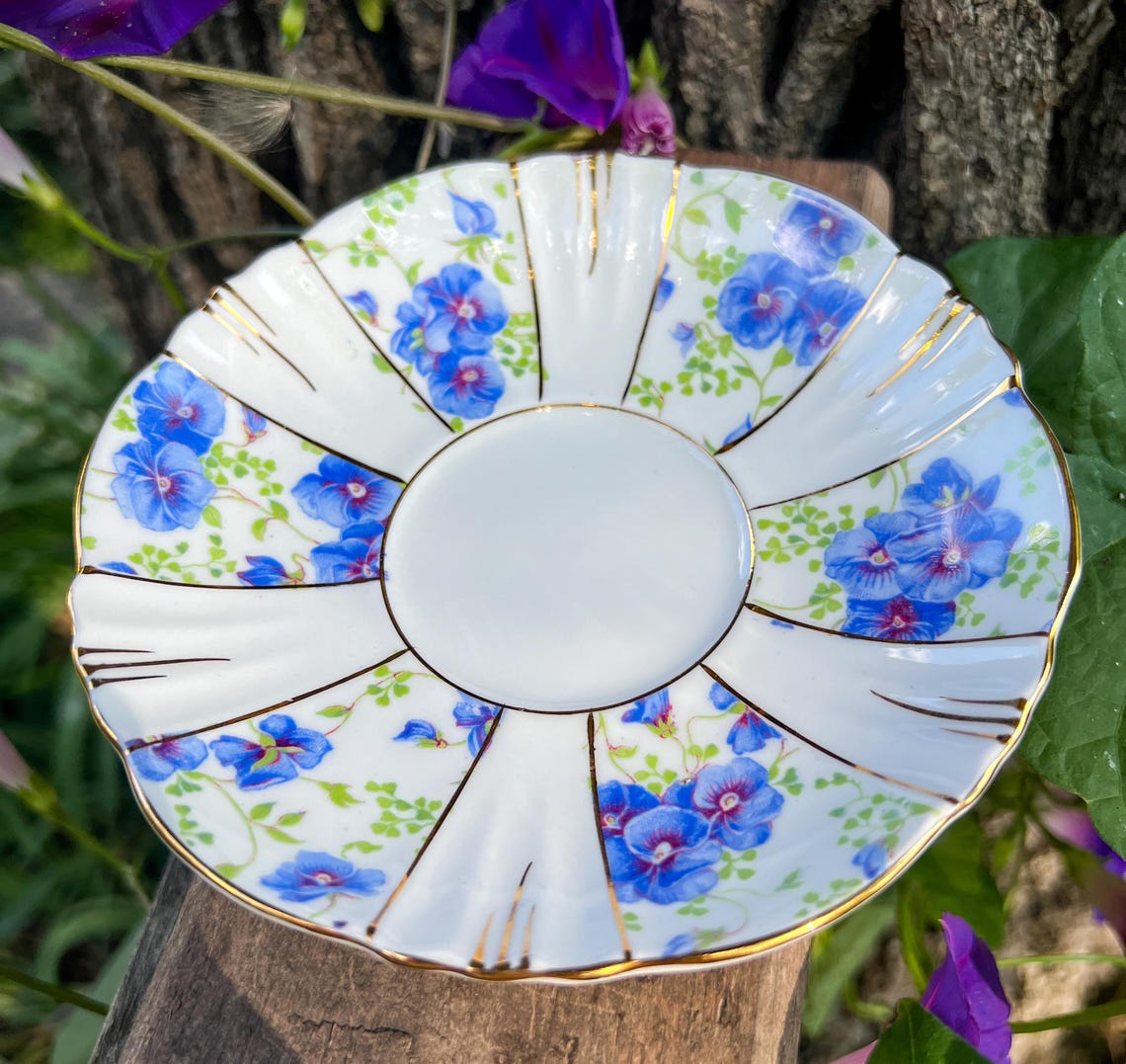 Royal Albert Crown China Blue Pansy Chintz Teacup and Saucer Set ...