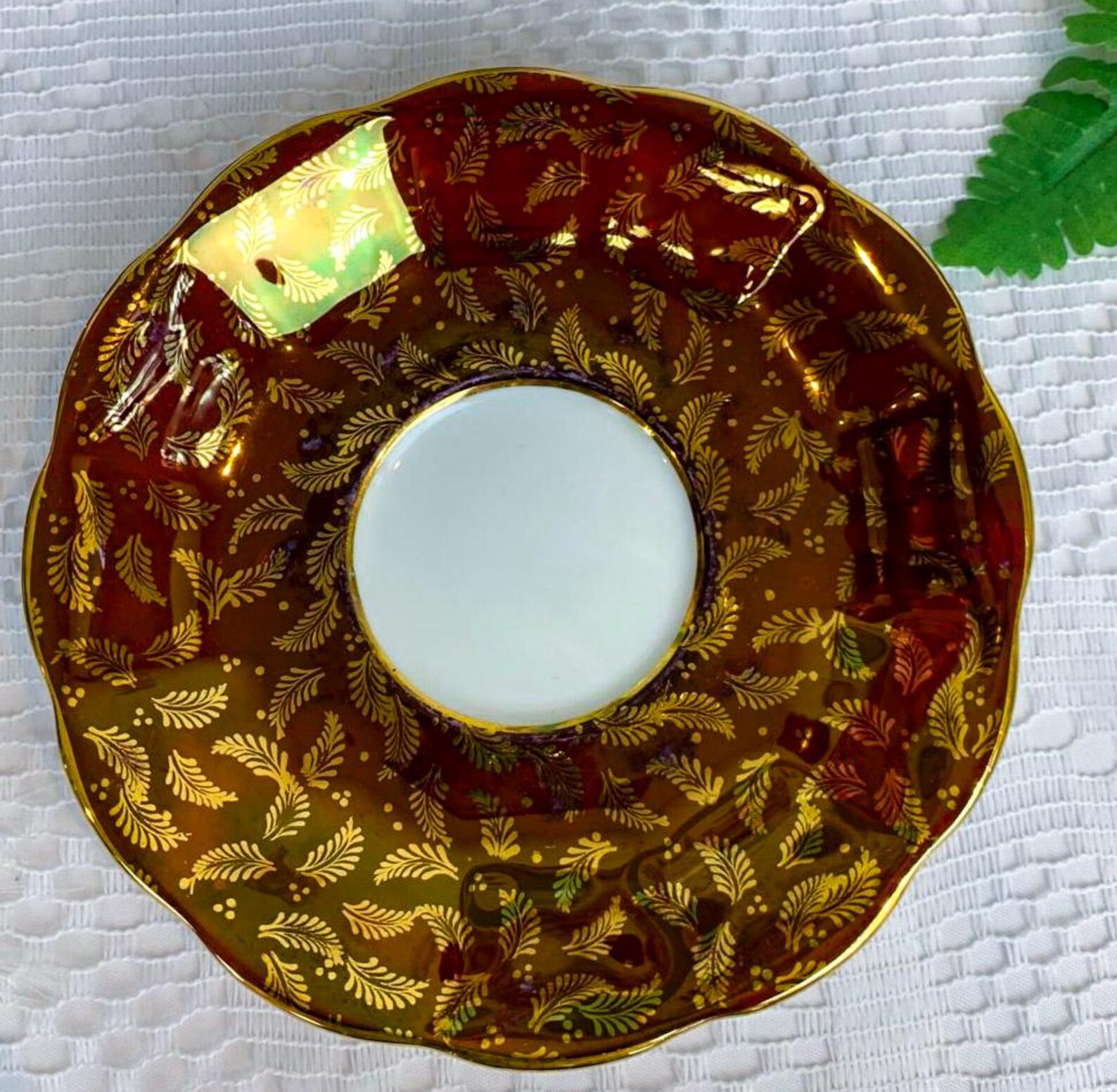 Vintage Royal Albert Burgundy Gold Chintz Feather Teacup and Saucer ...