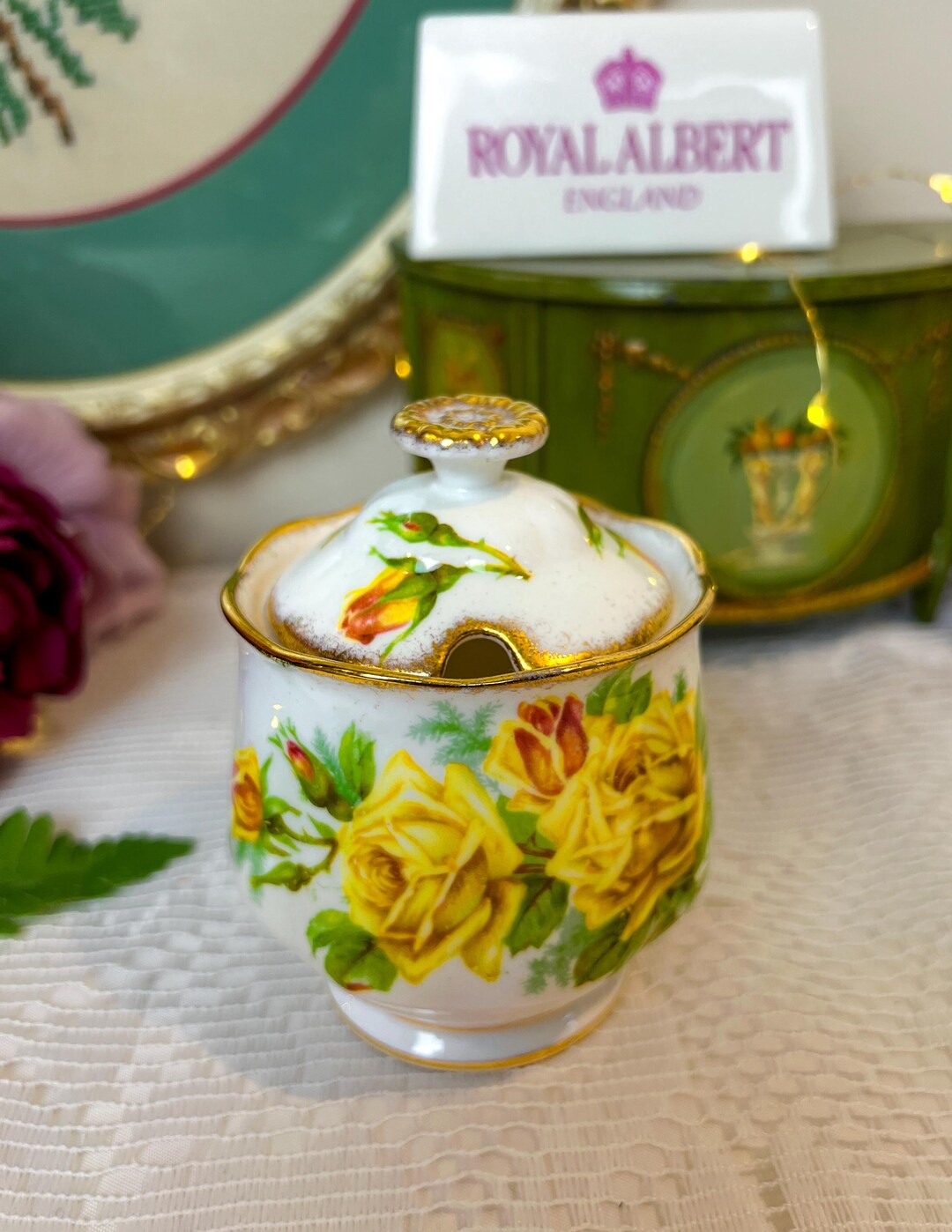 Vintage Royal Albert Tea Rose Jam Jar: England Bone China Marmalade Pot ...
