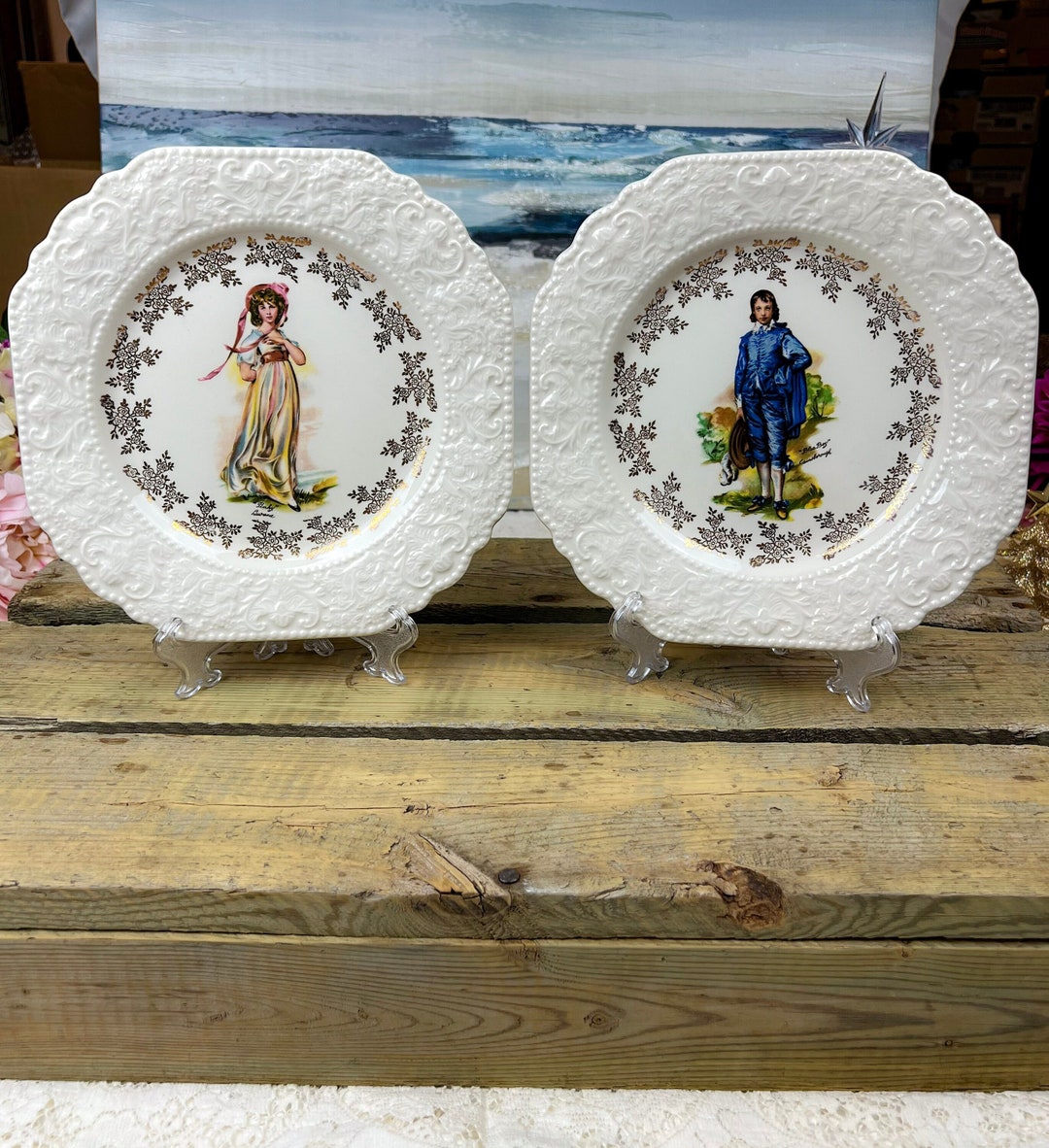 Vintage Lord Nelson Pottery Set of 2 Plates Blue Boy Gainsborough and ...