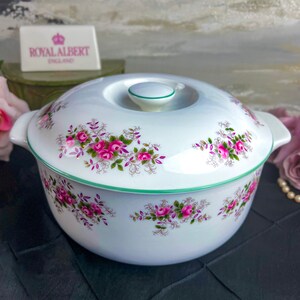 Large Royal Albert Lavender Rose Country Bakeware 3 Quart Covered ...