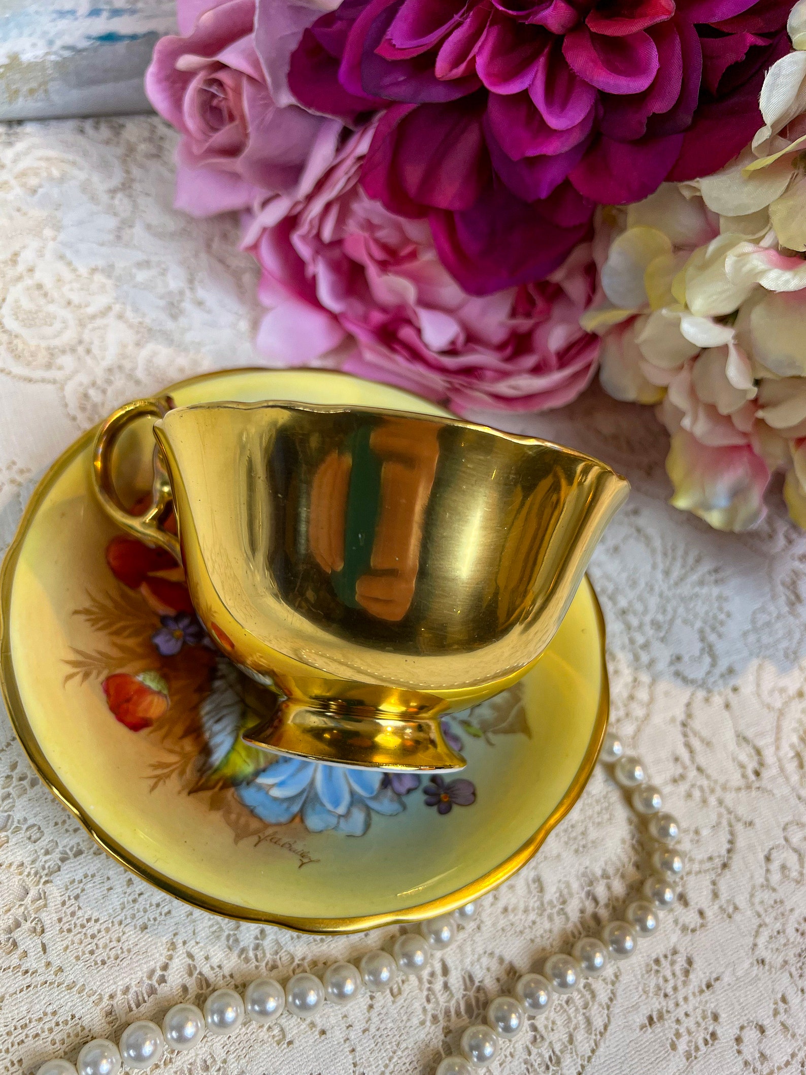 Very Desirable 24kt Gold Vintage J.A. Bailey Signed Aynsley Cabbage ...