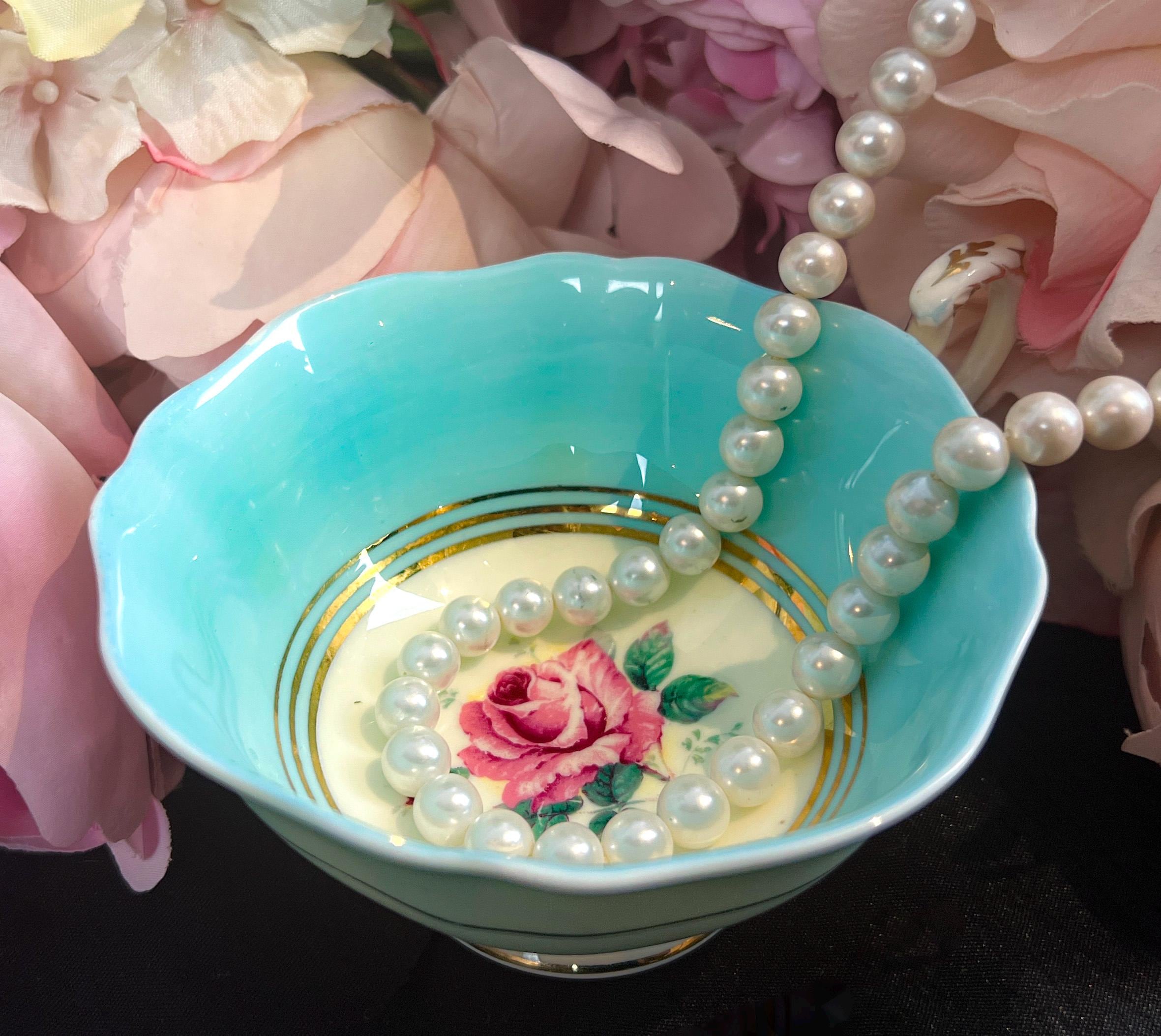 1930s Blue Double Warrant Paragon Teacup and Saucer With Pink Floating ...