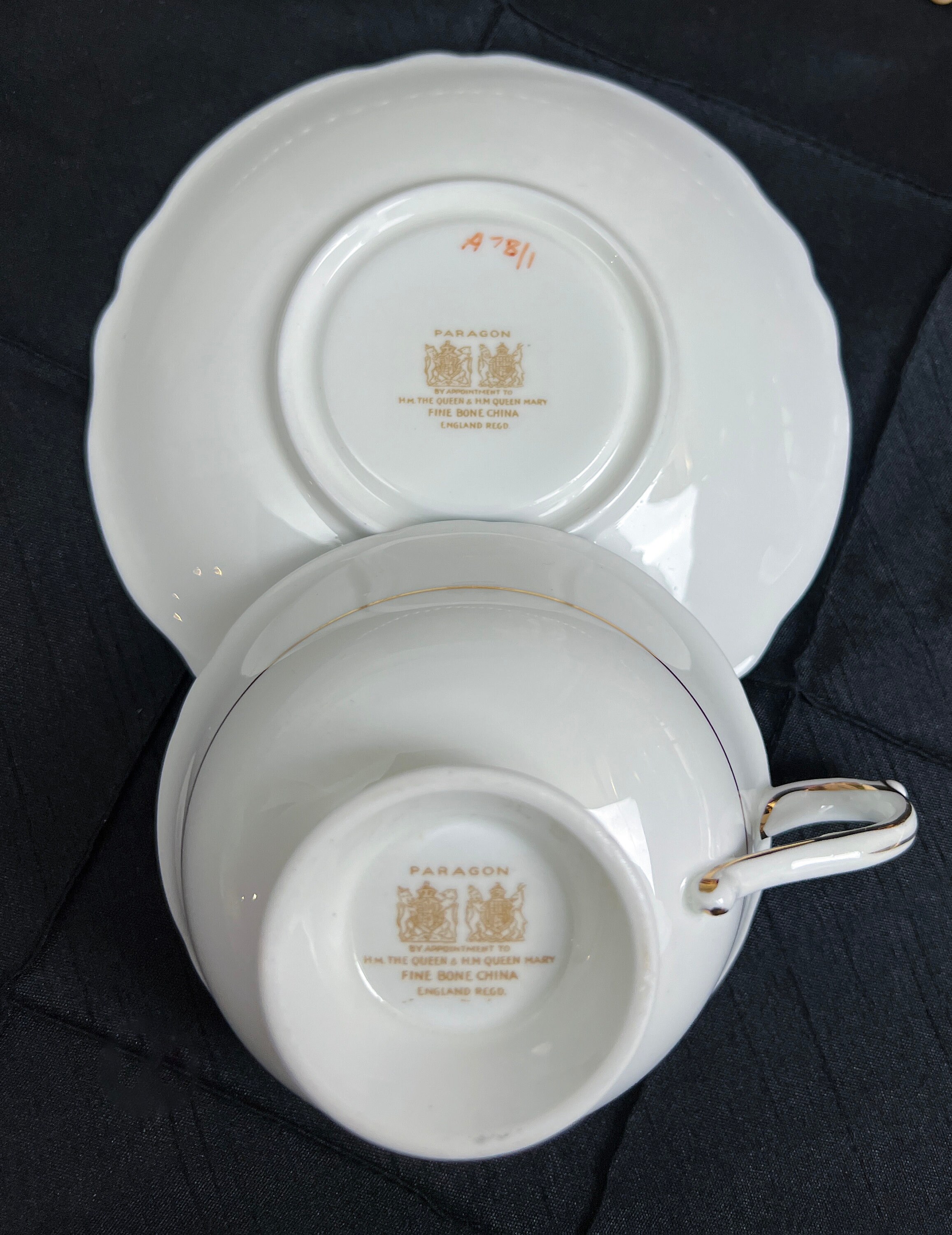 Vintage Blue Paragon Double Warrant Teacup and Saucer With Large Pink ...