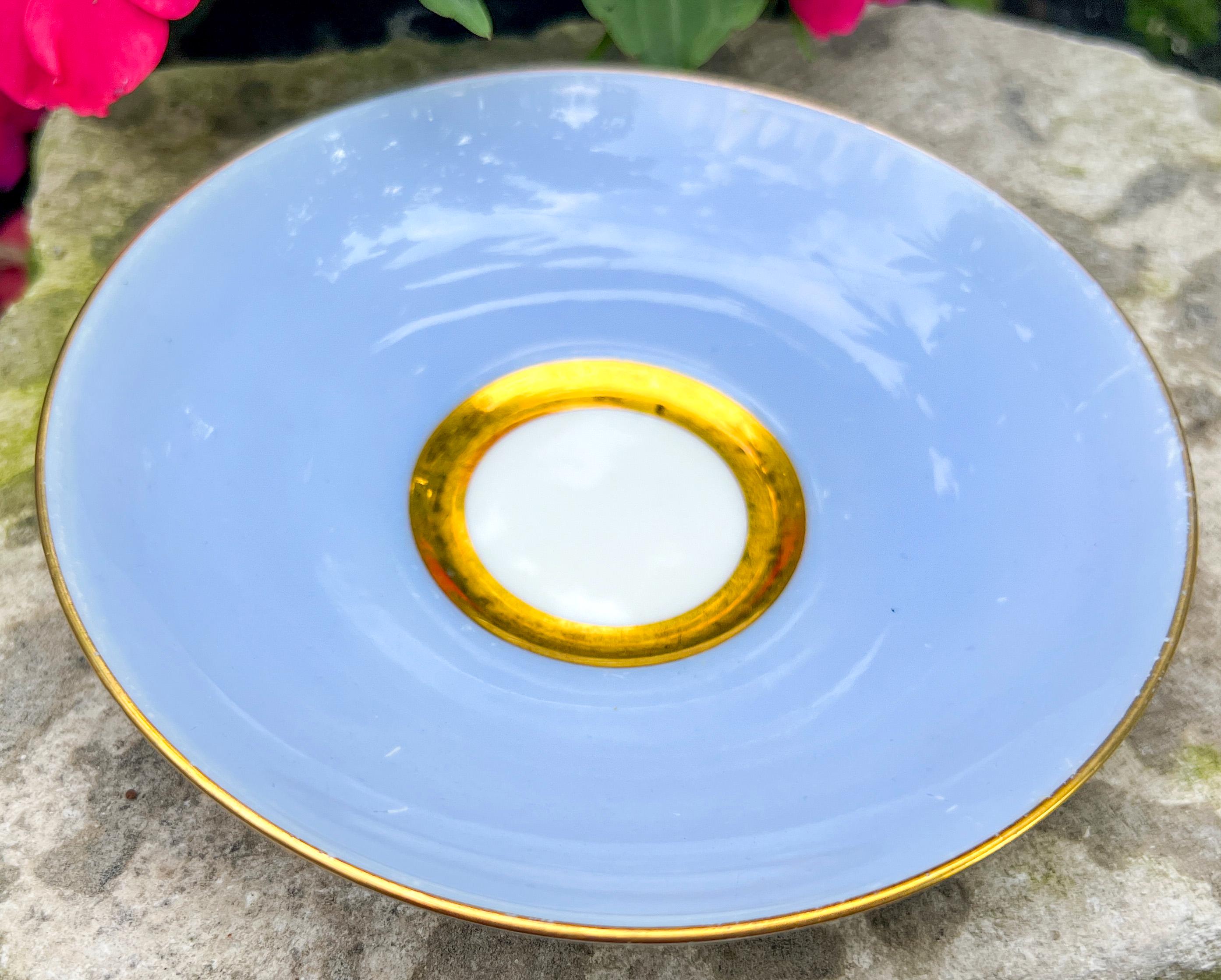 RARE 1930s Periwinkle Blue Paragon Flower Handle Teacup and Saucer ...