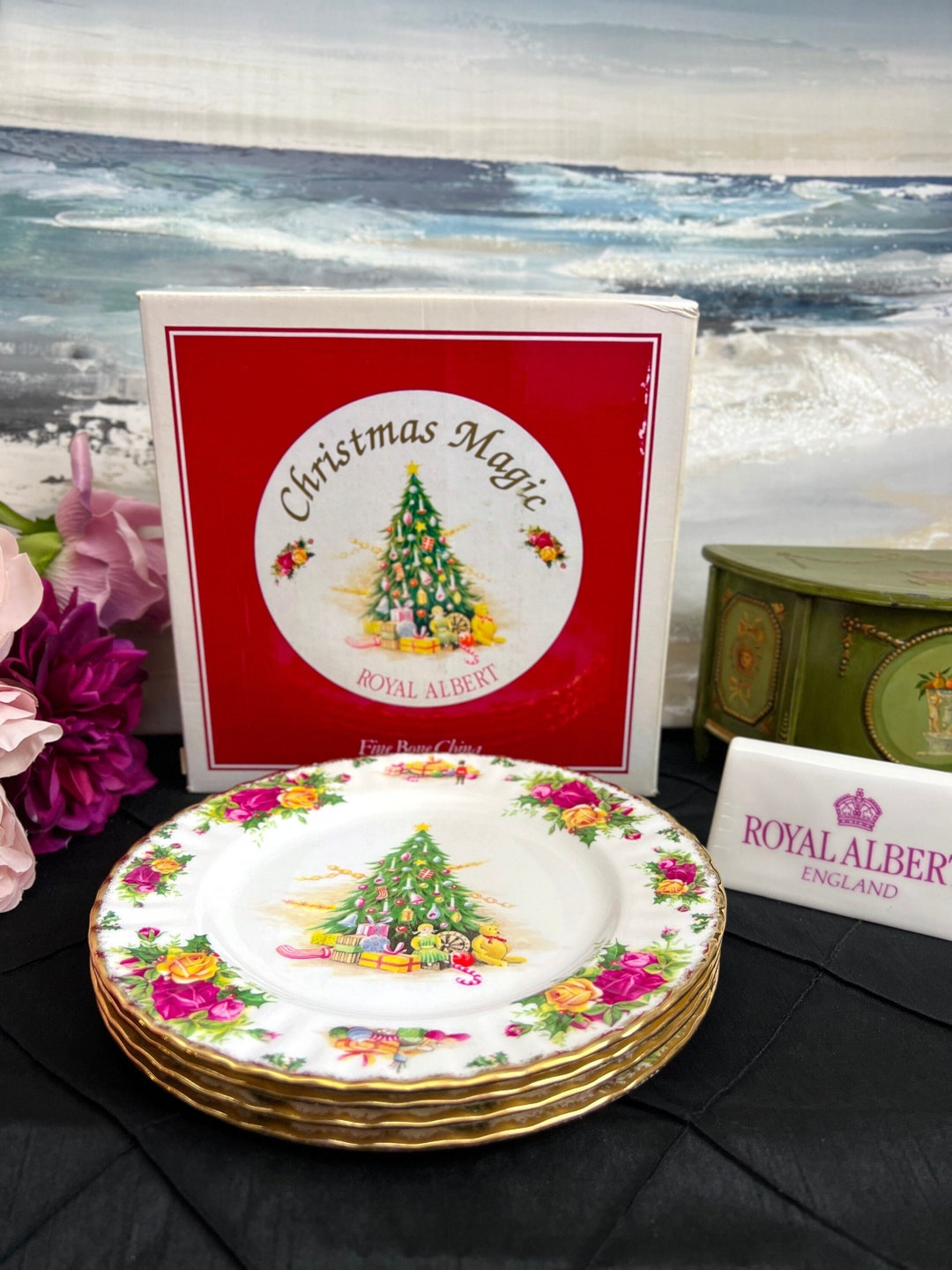 Set of 4 Christmas Magic 8"/20 Cm Salad Lunch Plates New in Box ...