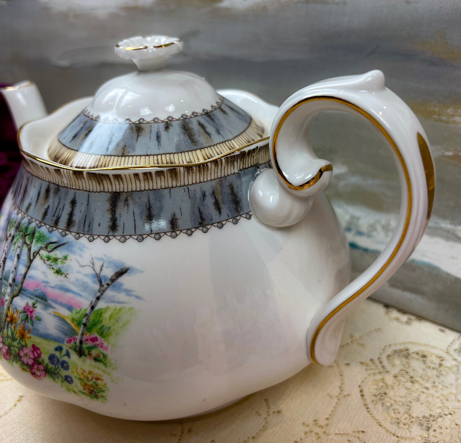 Vintage Royal Albert Silver Birch Large 6 Cup Teapot, Royal Albert ...