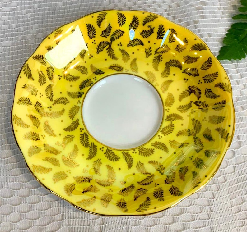 Vintage Royal Albert Yellow Gold Chintz Feather Teacup and Saucer, Made ...