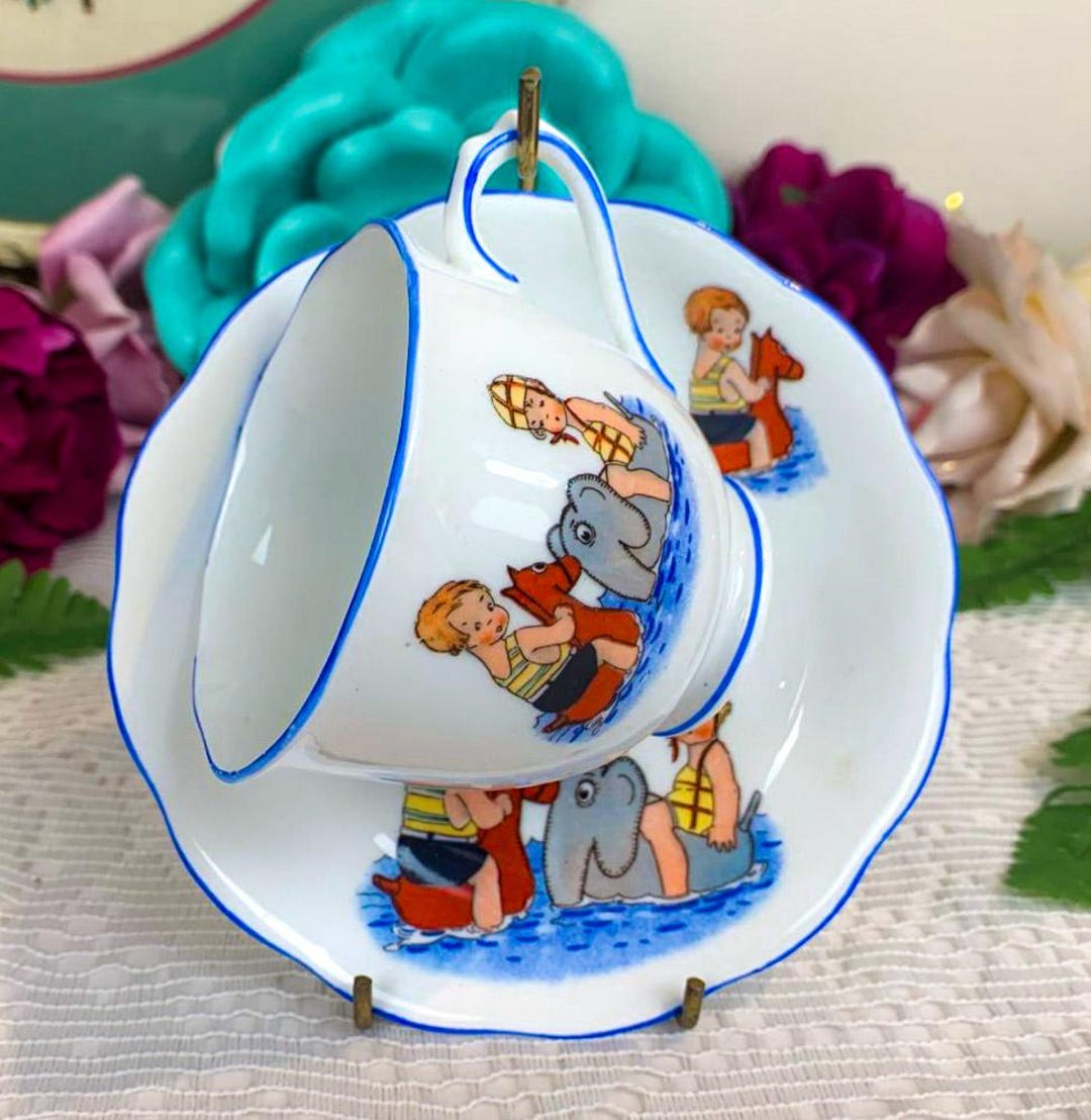 Antique Royal Albert Children at Play Series Teacup and Saucer Set With ...