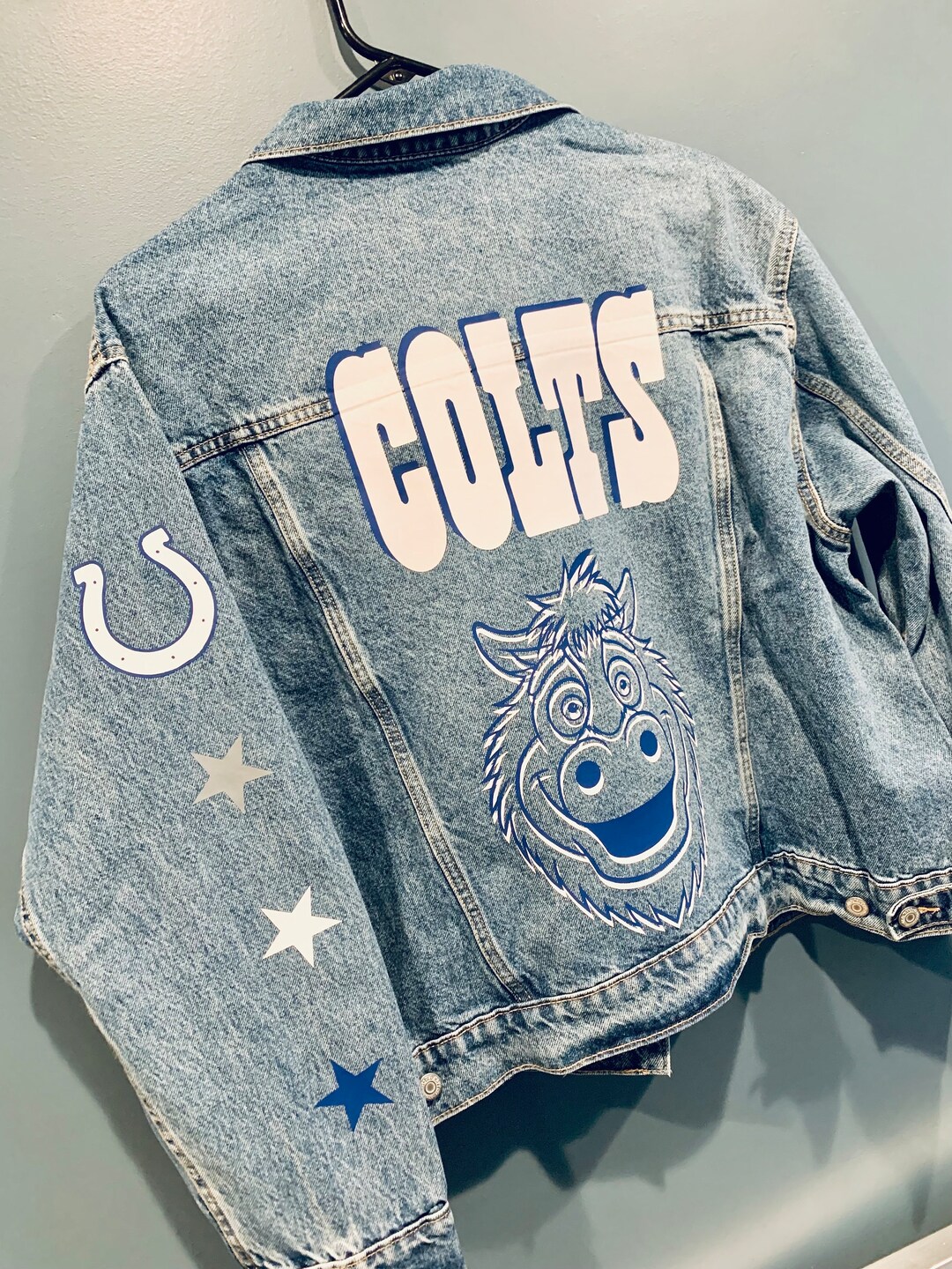 Custom Indianapolis Colts Blue Jean Jackets - Etsy