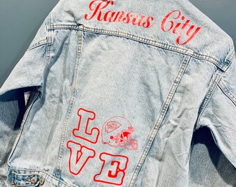 Nfl Chiefs Jean Jacket - Etsy