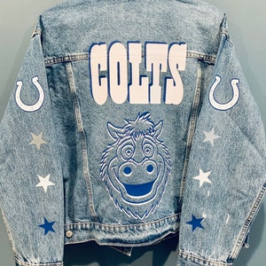 Custom Indianapolis Colts Blue Jean Jackets - Etsy