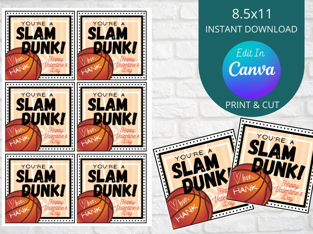 Basketball Kids Valentines Cards Editable Printable - Etsy
