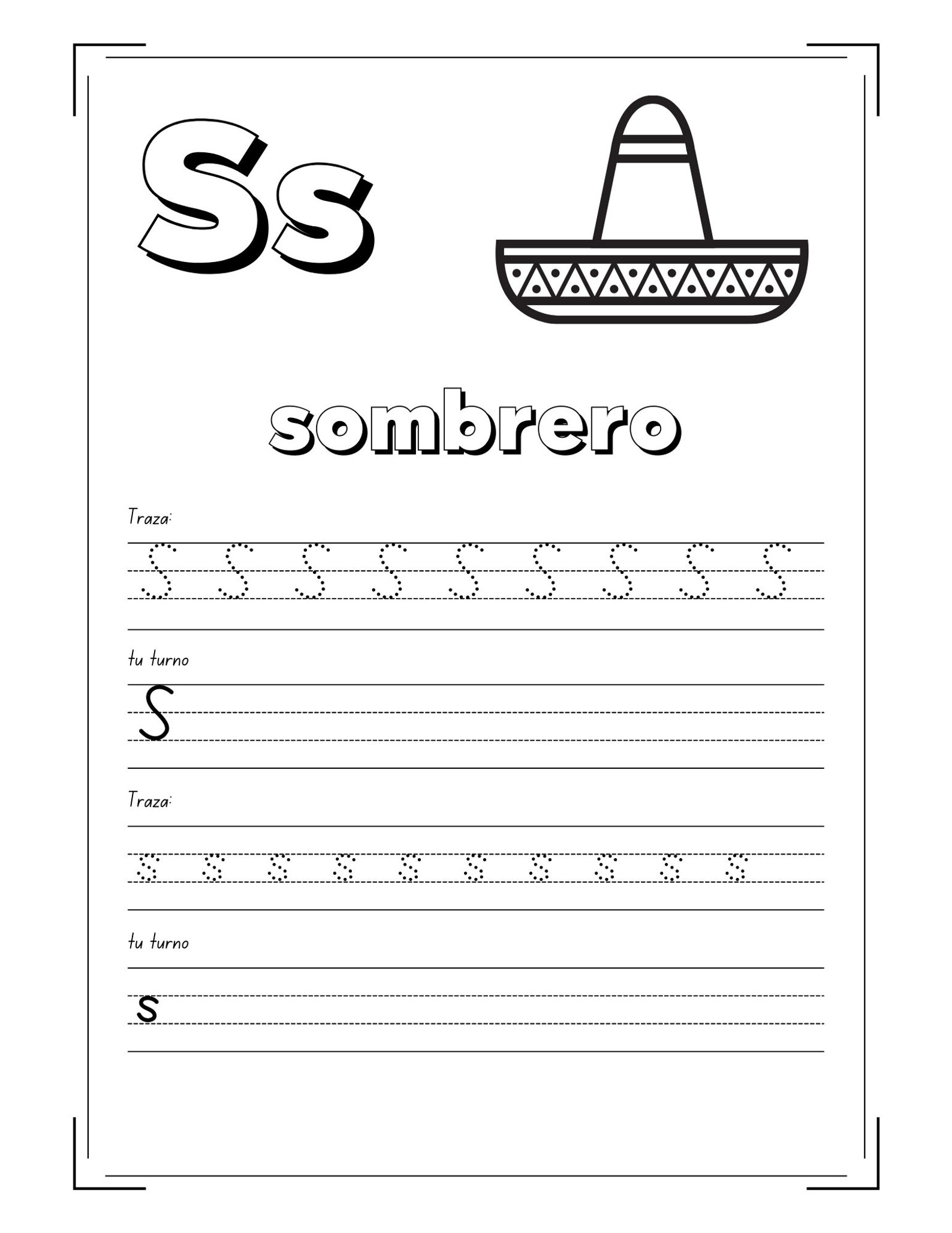 Letra S Worksheet | Etsy