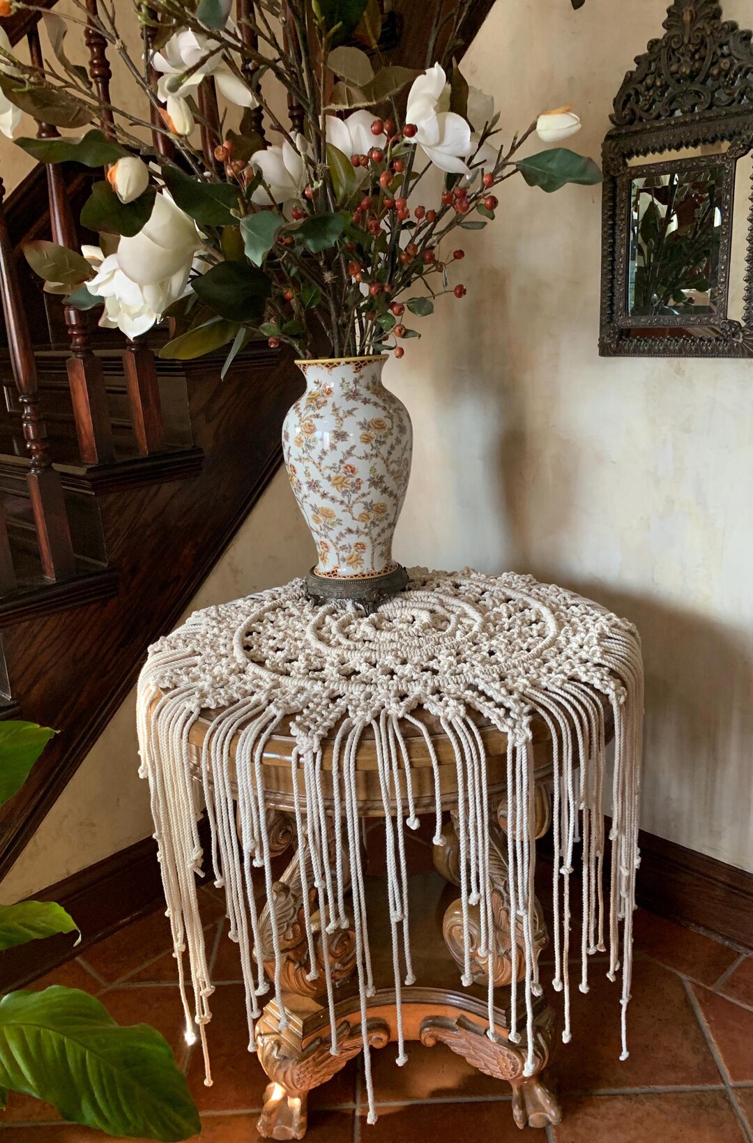 Macrame Round Table Throw - Etsy
