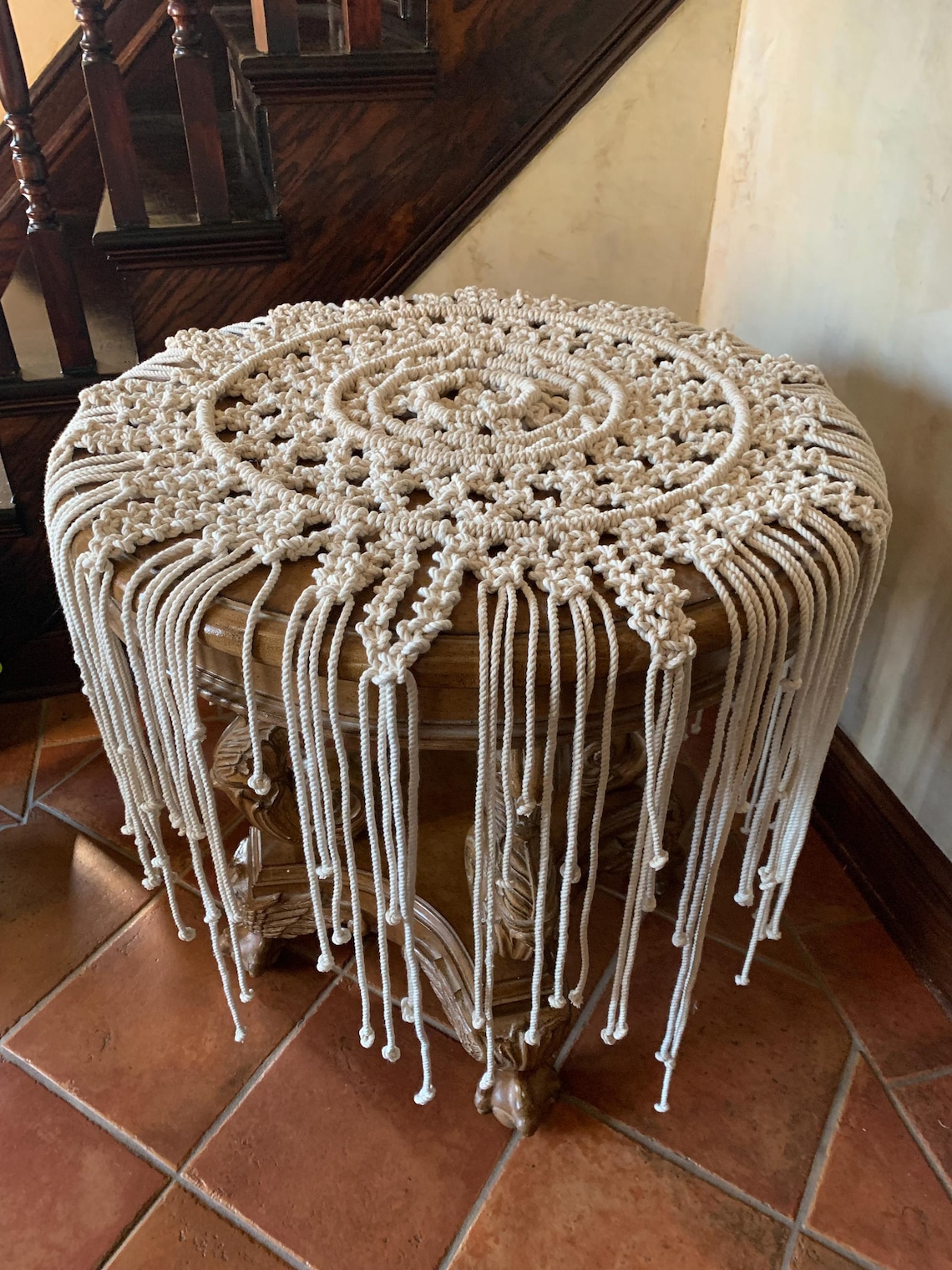 Macrame Round Table Throw - Etsy