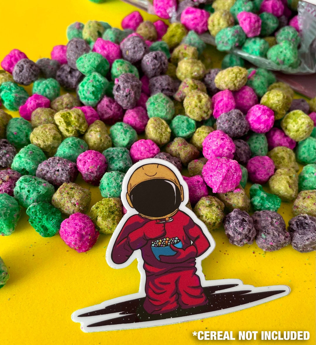 Cosmic Milky Way Cereal Sticker, Astronaut Vinyl Sticker, Waterproof ...
