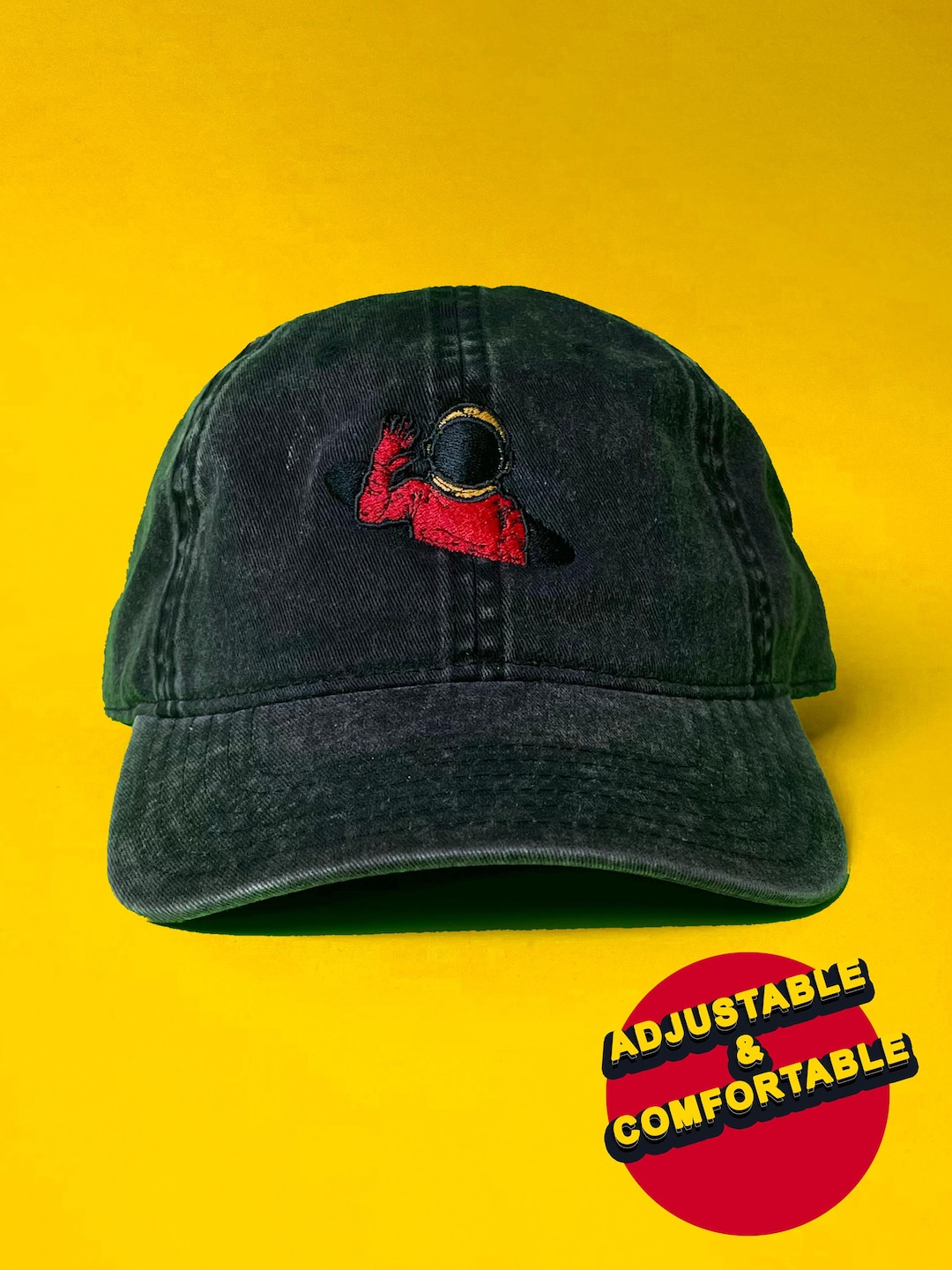 Astronaut Vintage Black Dad Hat, Casual Fun Baseball Cap, Comfortable ...