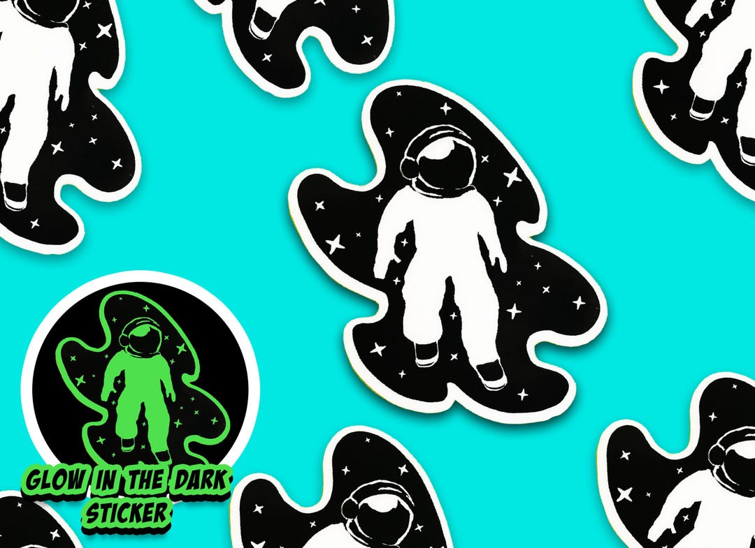 Glow in the Dark Astronaut in Space Vinyl Decal Sticker, Vinyl Decal ...