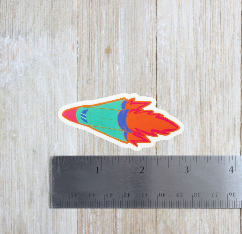 Retro Rocket Sticker, Glow in the Dark Rocket Sticker, Rocketship ...