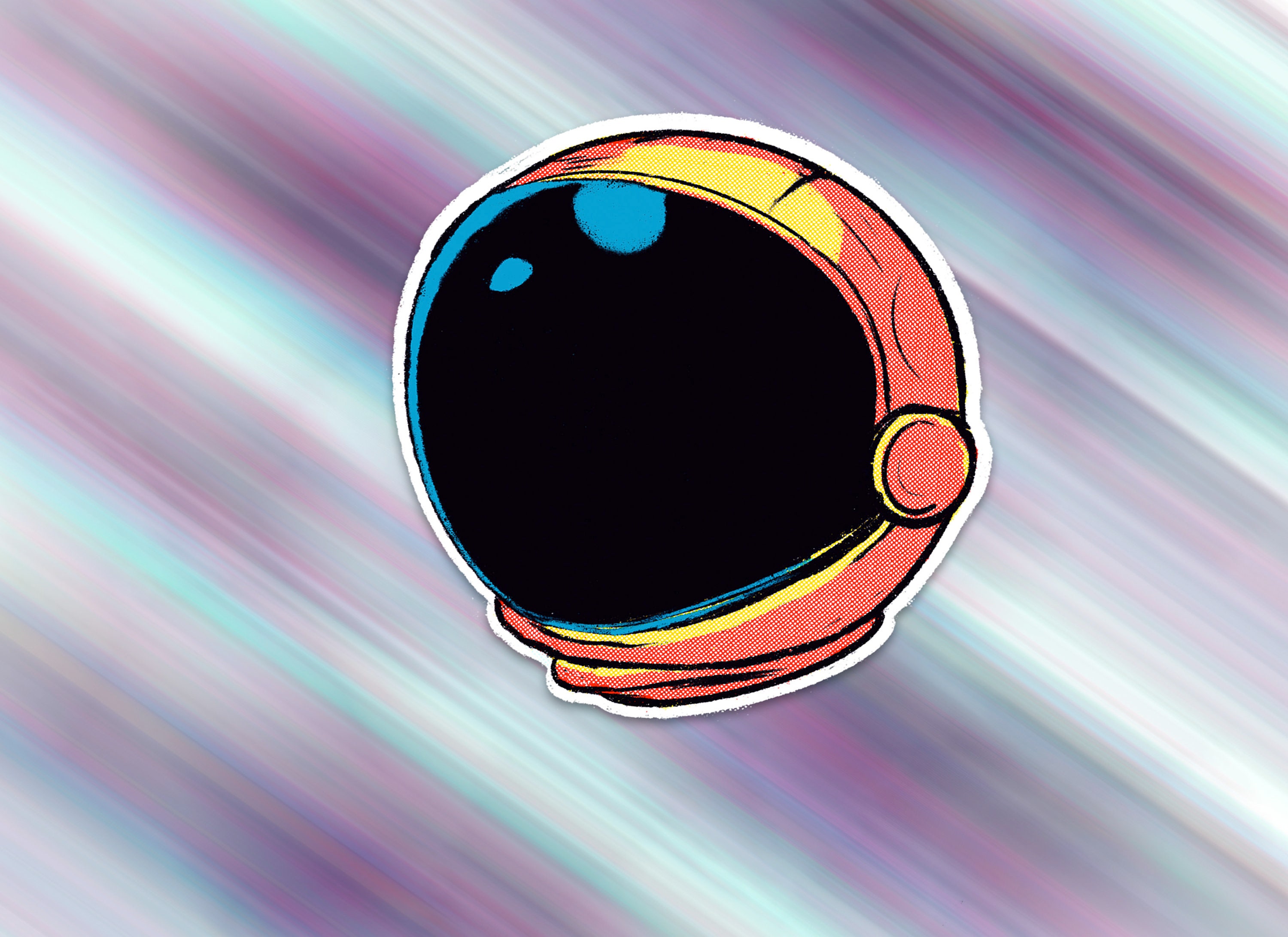 Cosmic Invader Helmet, Comic Book Style Astronaut Helmet Die Cut Vinyl ...
