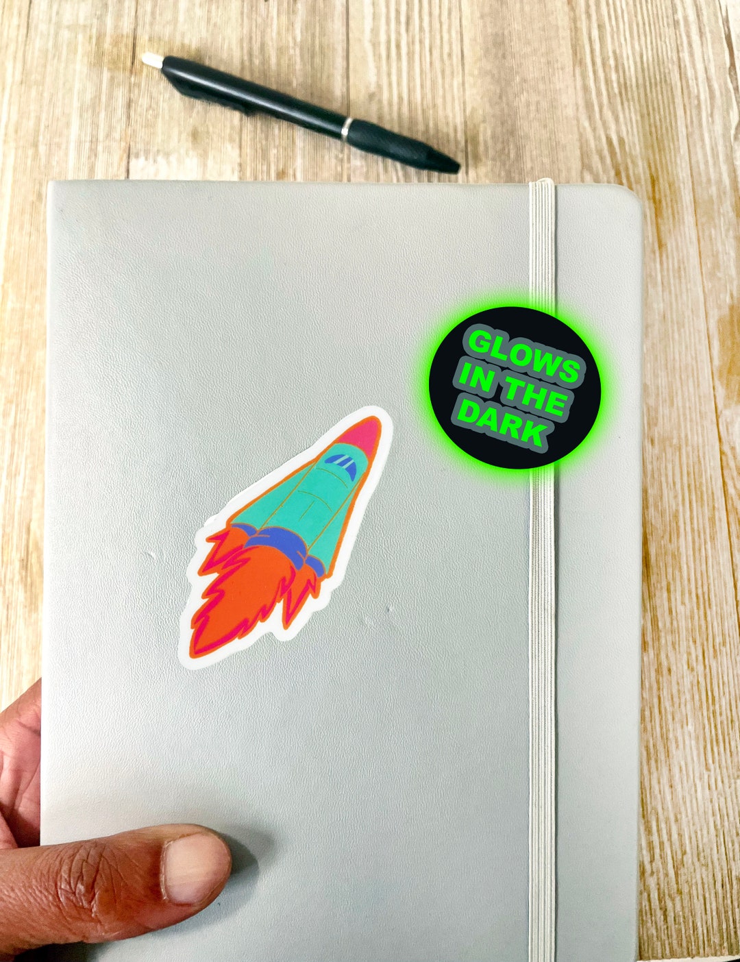 Retro Rocket Sticker, Glow in the Dark Rocket Sticker, Rocketship ...