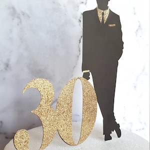 Man in Suit Cake Topper: Custom Birthday Age, Tuxedo or Necktie - Etsy