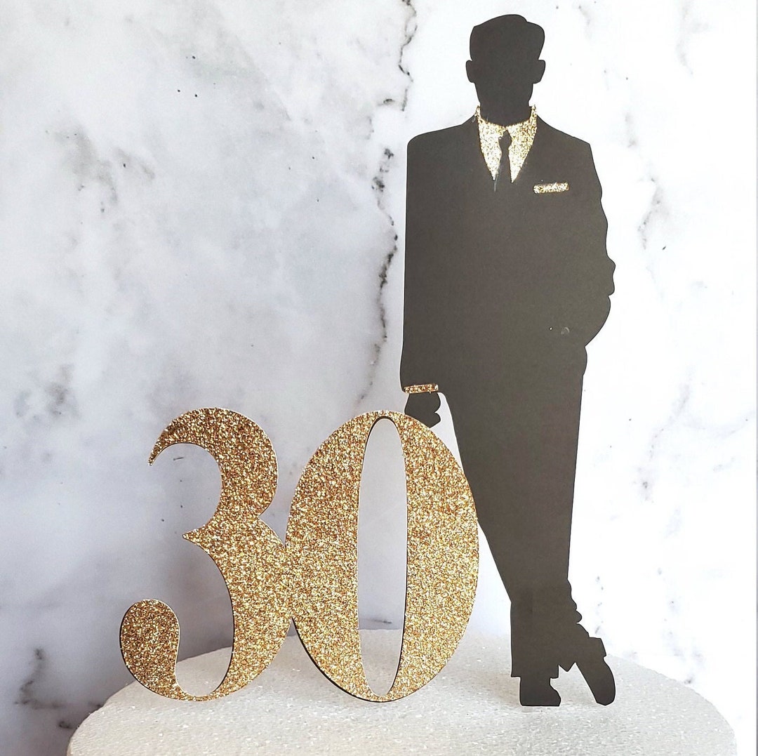 Man in Suit Cake Topper, Custom Birthday Age Topper, Men's Birthday ...