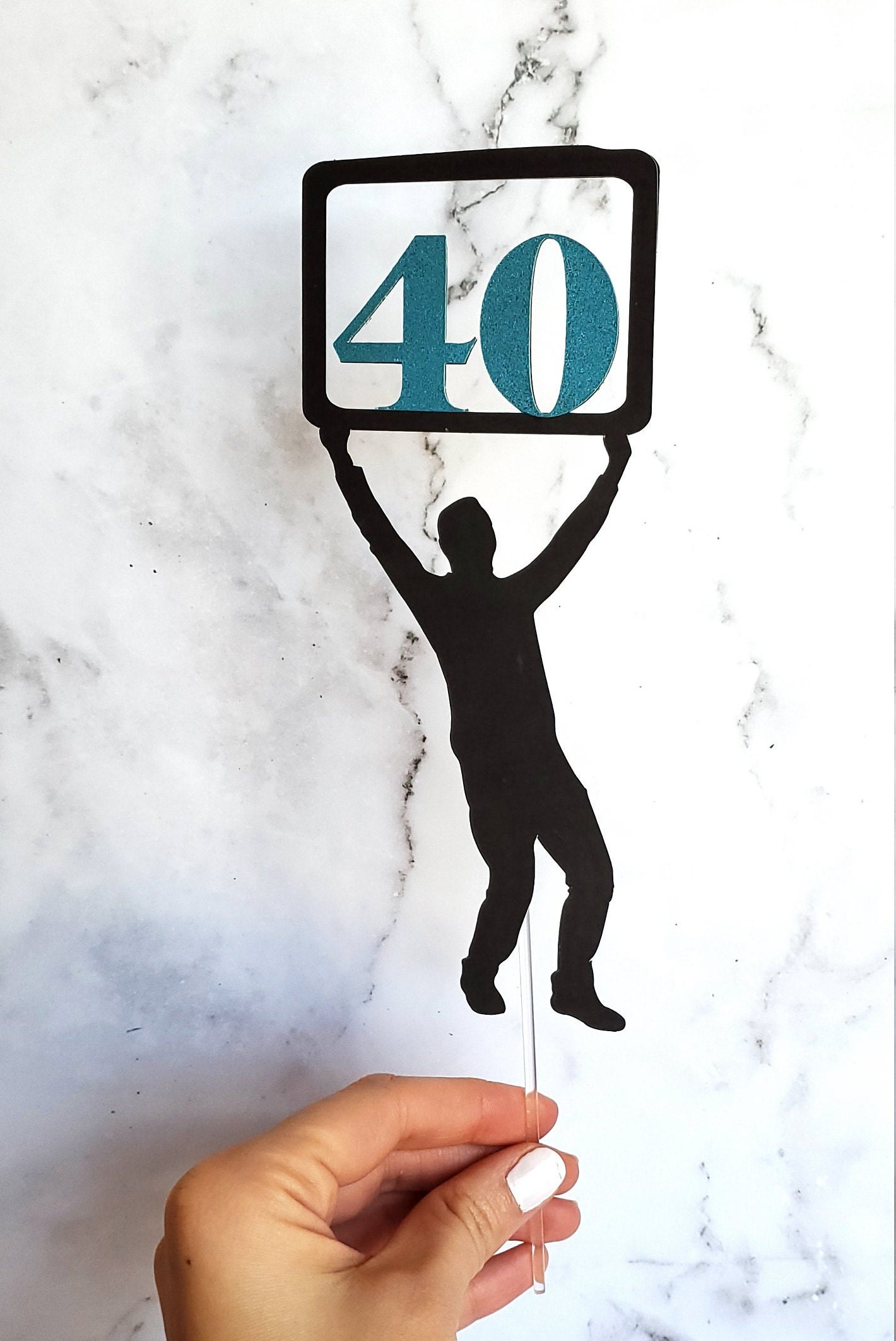 Man Holding Age Birthday Cake Topper Man Standing Birthday - Etsy