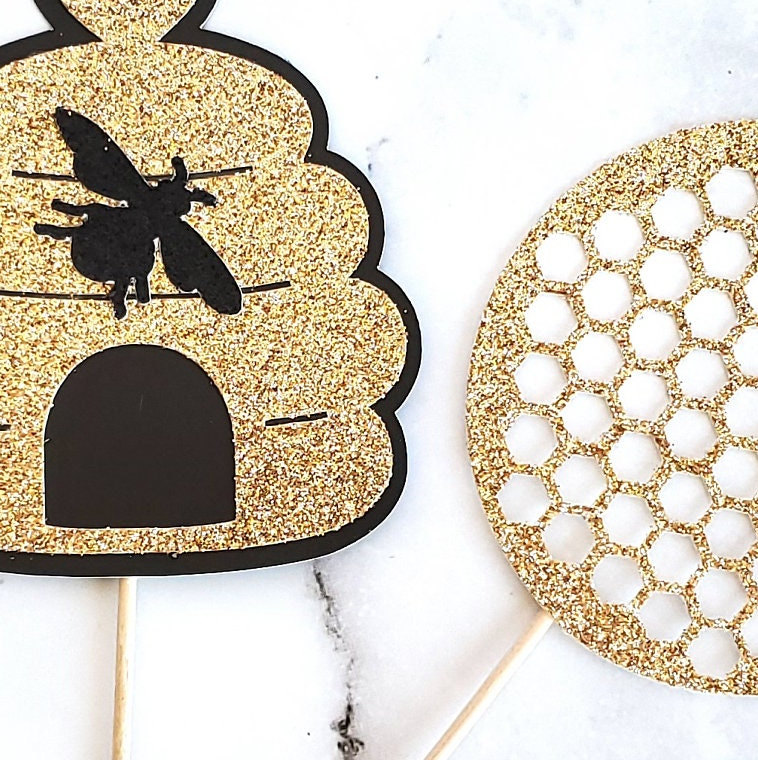 Bee Cupcake Toppers Honey Bee Topper Beehive Honeycomb - Etsy