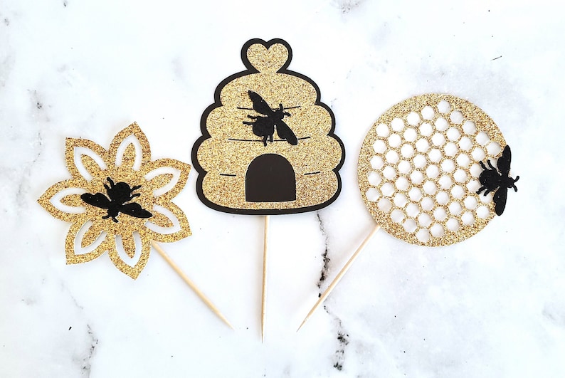Bee Cupcake Toppers Honey Bee Topper Beehive Honeycomb - Etsy