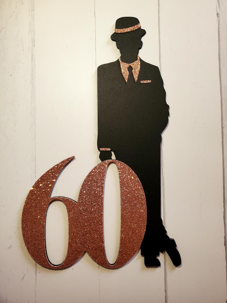 Men’s Birthday Cake Topper - Custom Man in Suit, Hat & Age, Cake ...