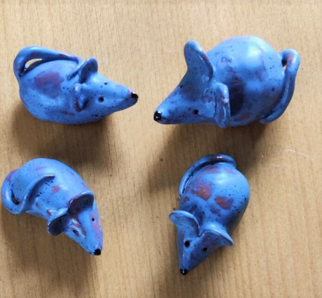 Small Mouse, Blue-grey house Mice, Clay Figures for Garden or Living ...