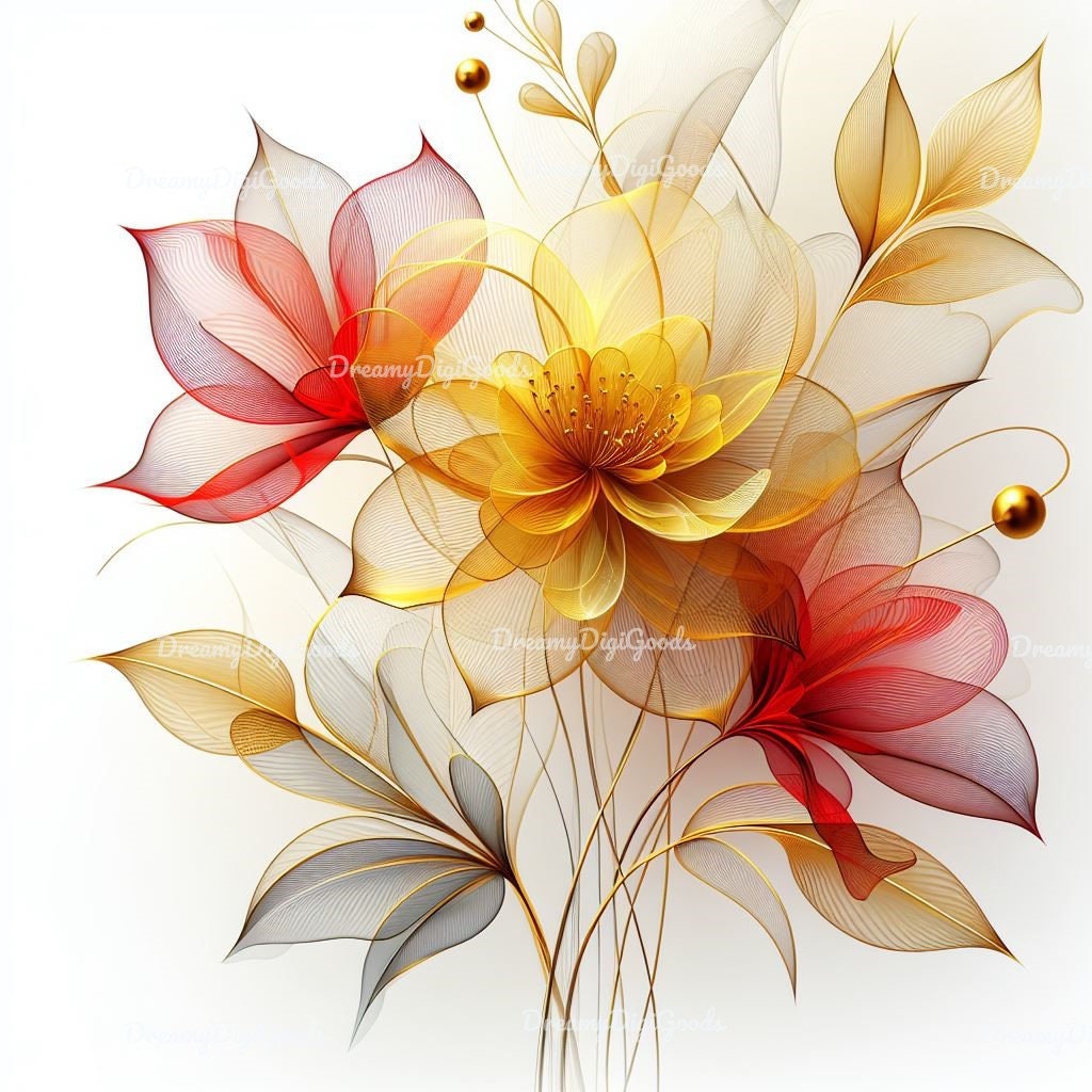 Digital Abstract Flowers - Vibrant Bloom - 10 High-quality JPEG ...