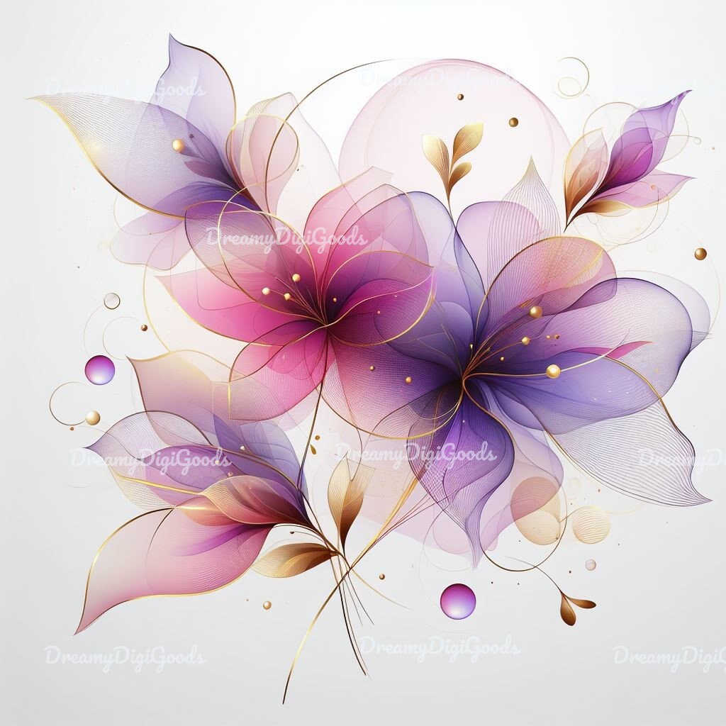 Digital Abstract Flowers - Vibrant Bloom - 10 High-quality JPEG ...