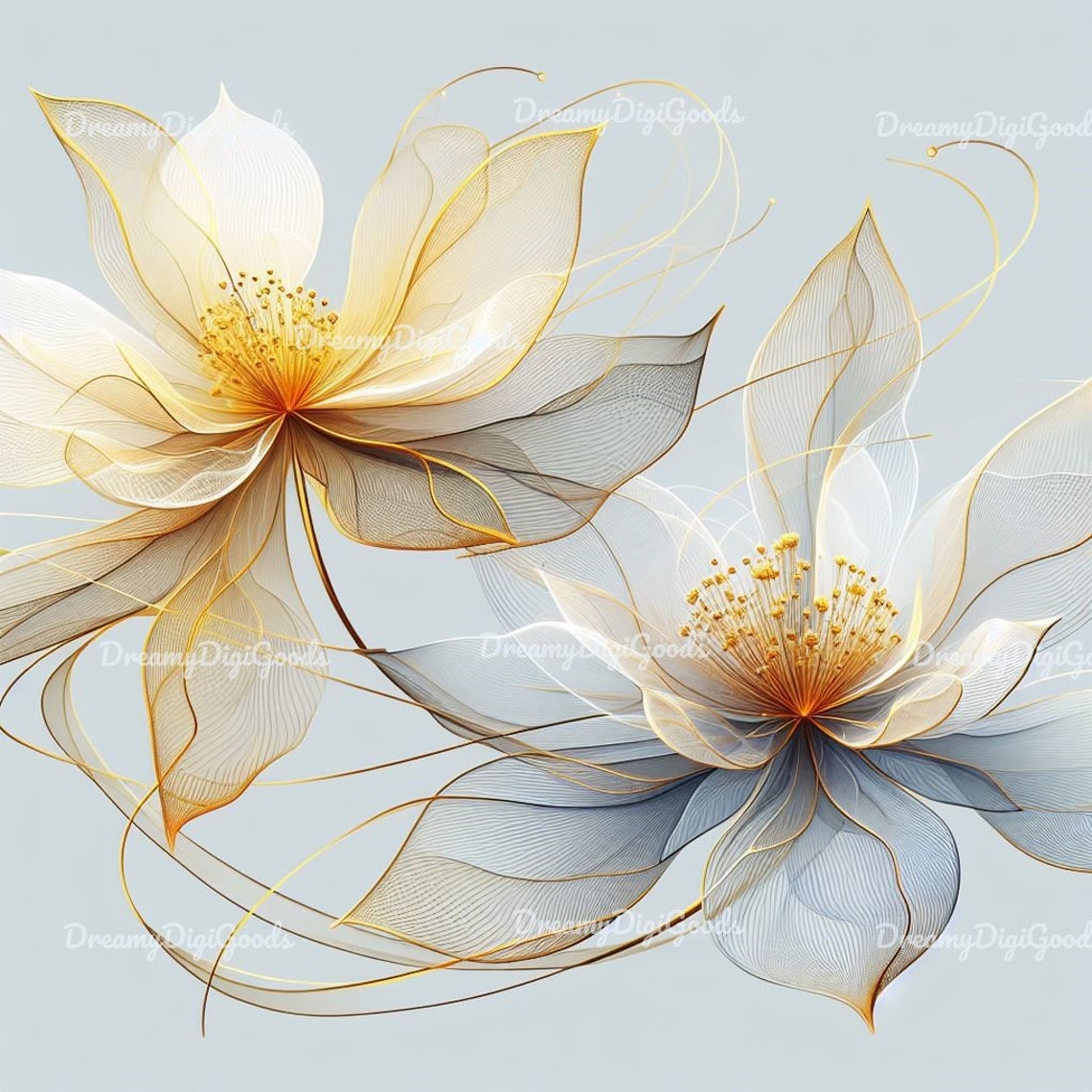 Digital Abstract Flowers - Vibrant Bloom - 10 High-quality JPEG ...