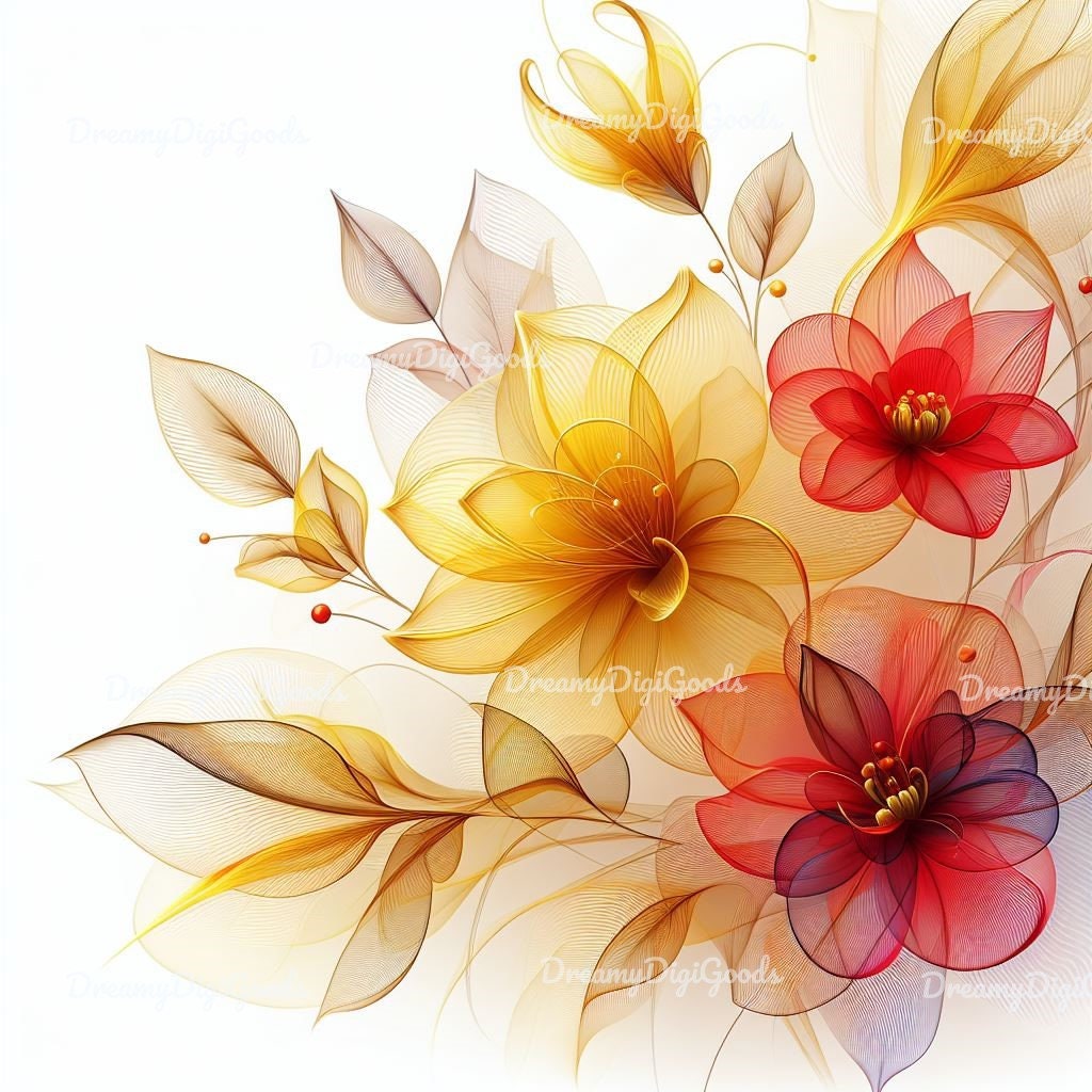 Digital Abstract Flowers - Vibrant Bloom - 10 High-quality JPEG ...