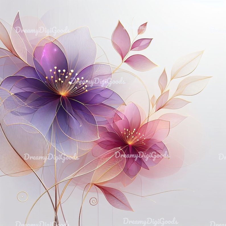 Digital Abstract Flowers - Vibrant Bloom - 10 High-quality JPEG ...